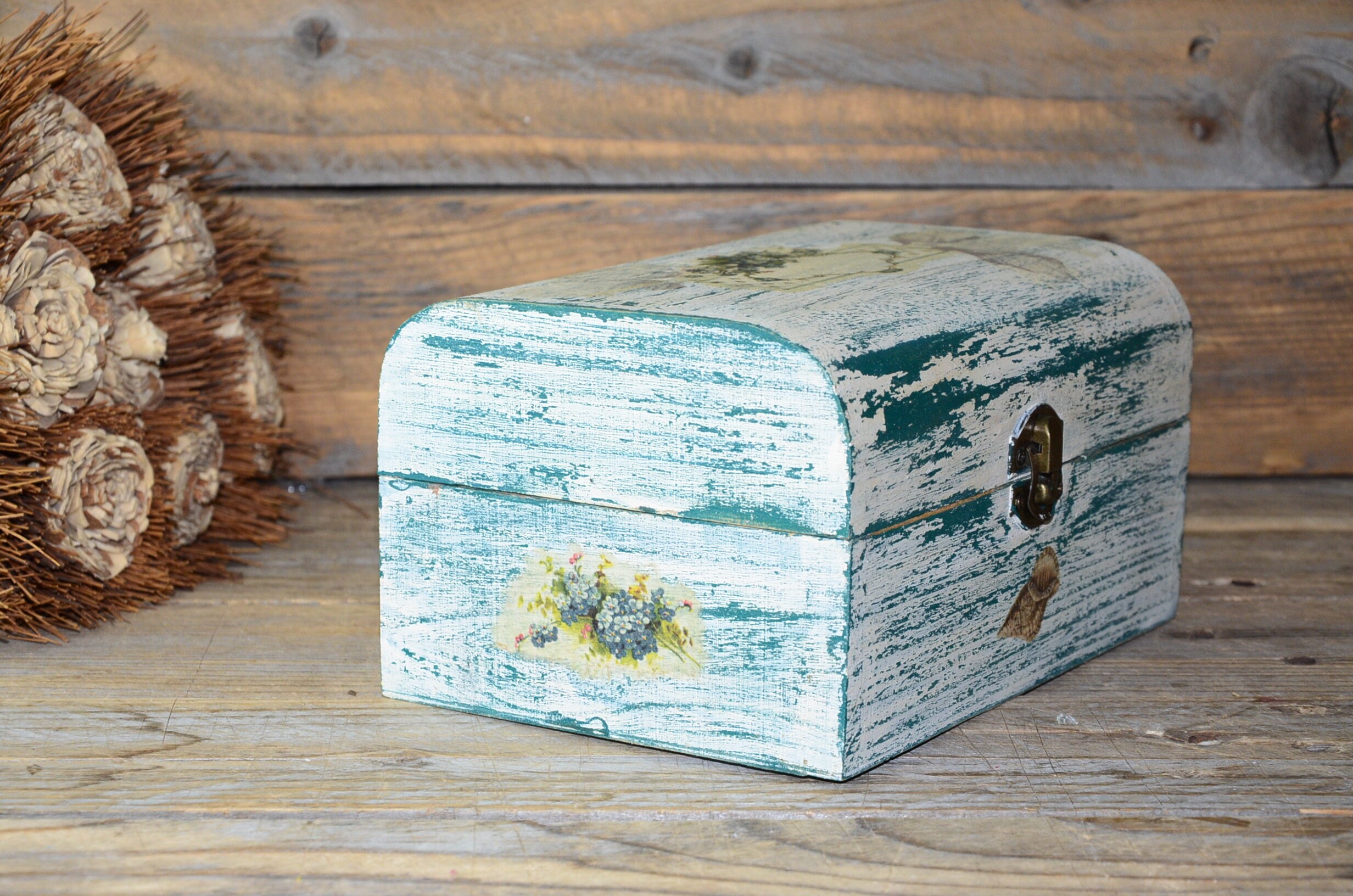 Vintage Big Wooden Decoupage Jewelry Box Wooden Jewelry Box Handmade ...