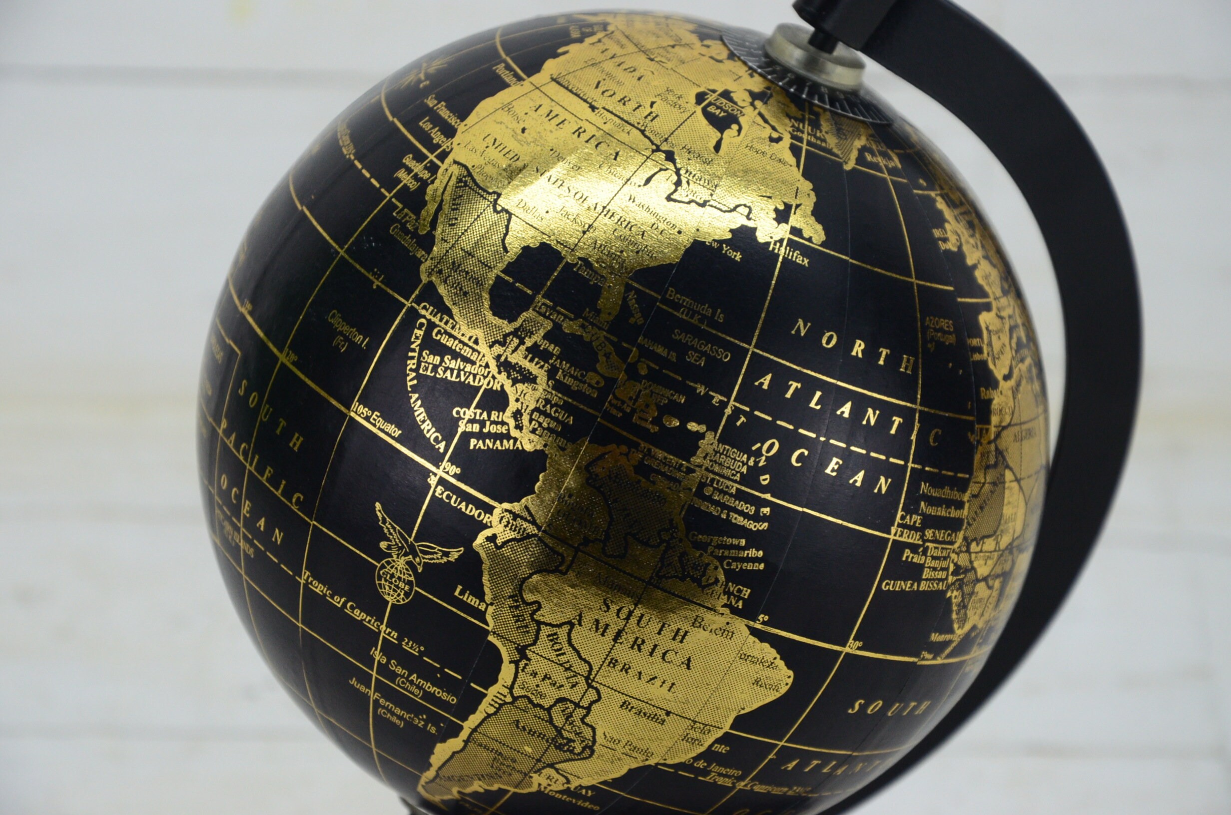 Small Black Globe - Metal Globe - Earth Globe - World Globe - Vintage ...