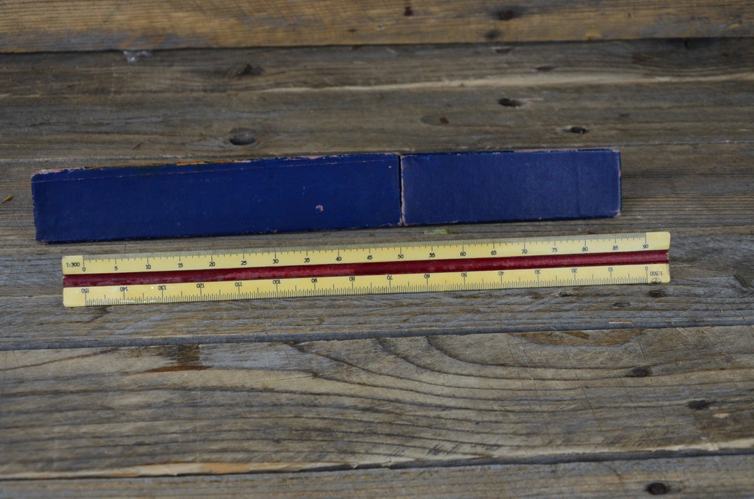 Vintage Wooden Scale Line - Triangular Ruler - Map Calculator ...