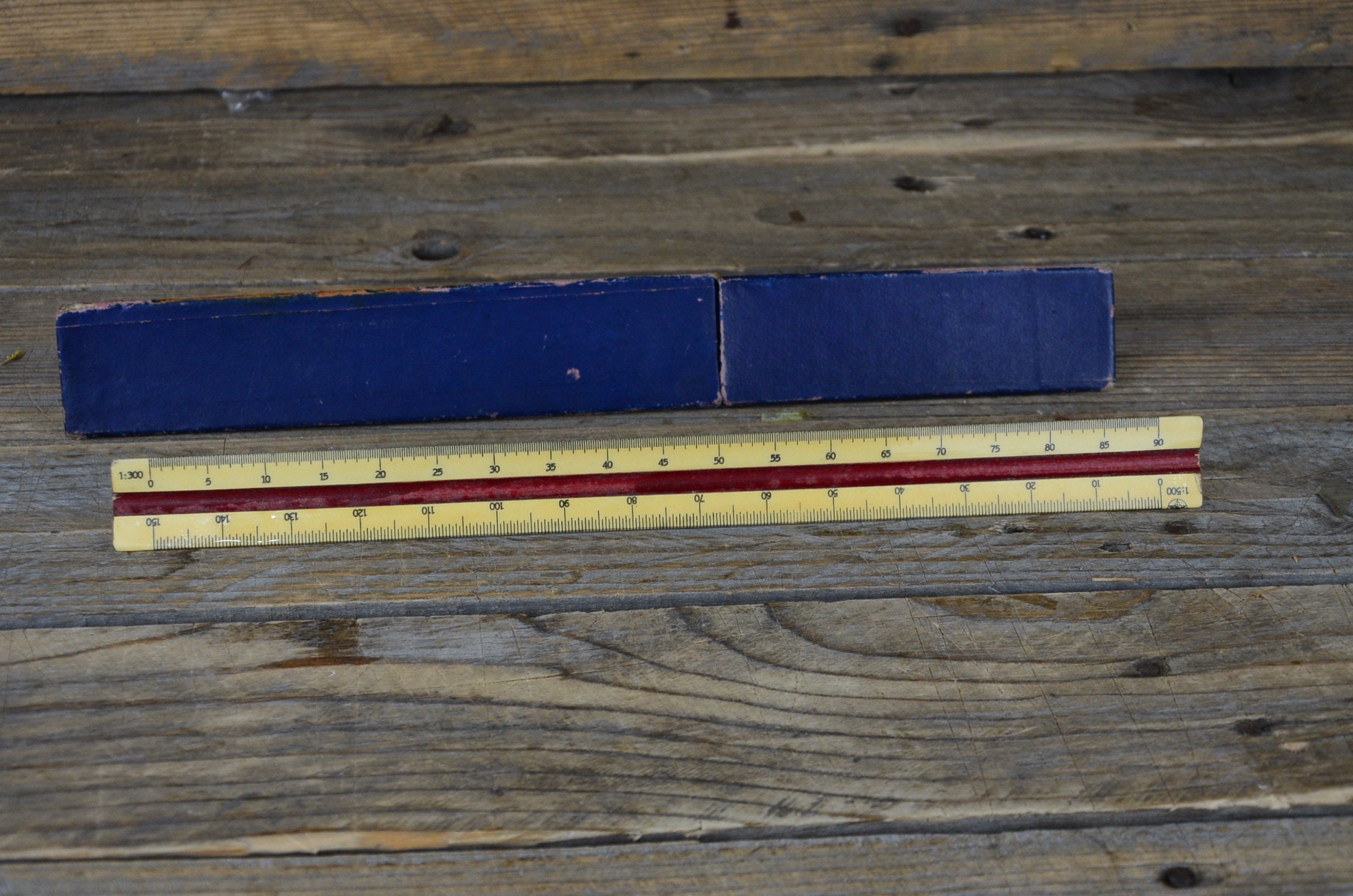 Vintage Wooden Scale Line - Triangular Ruler - Map Calculator ...