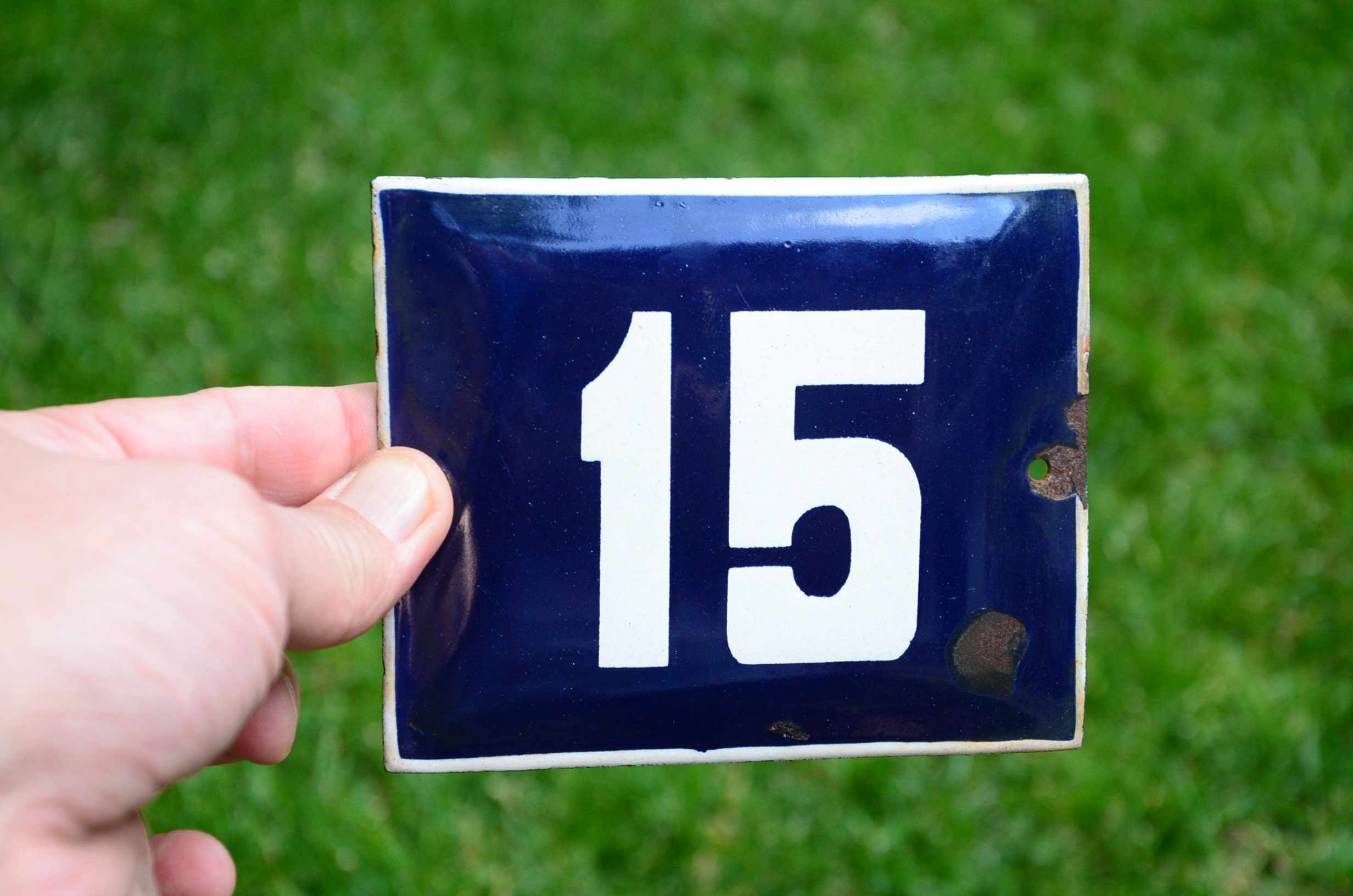 Vintage French Blue House Number - Door Number 15 - French Enameled ...