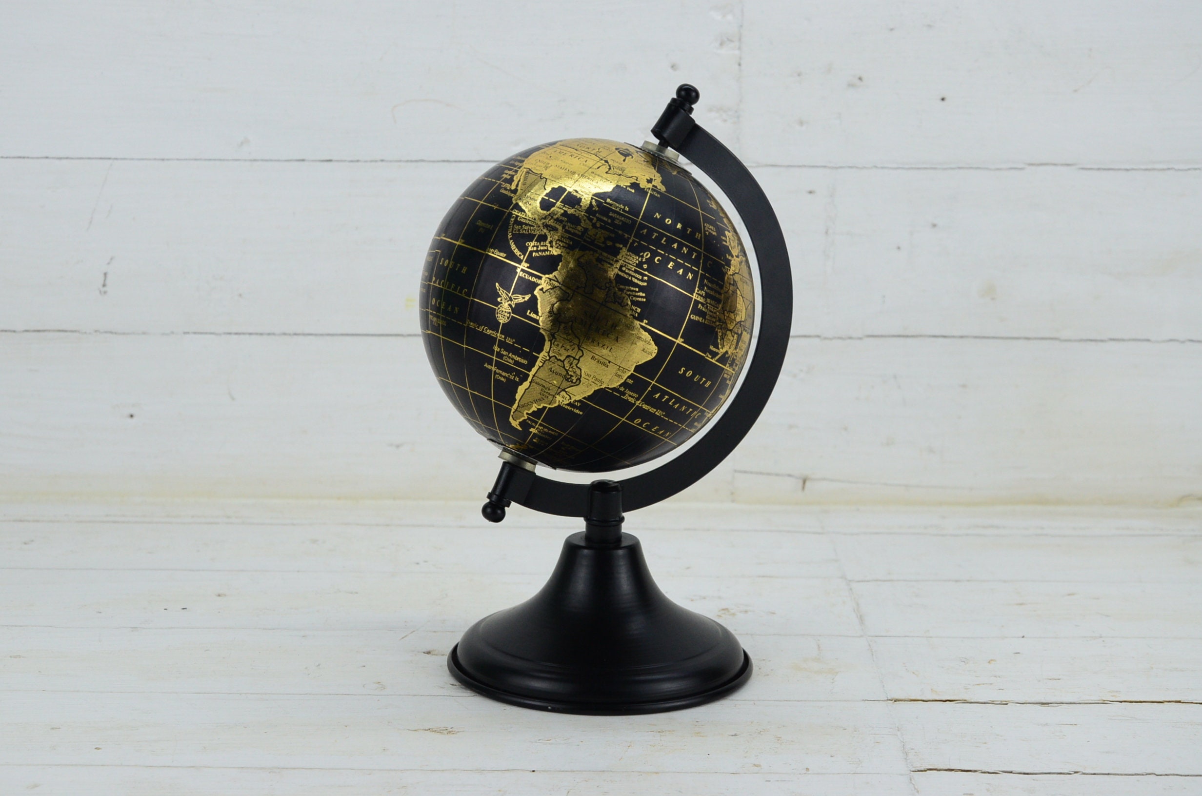 Small Black Globe - Metal Globe - Earth Globe - World Globe - Vintage ...