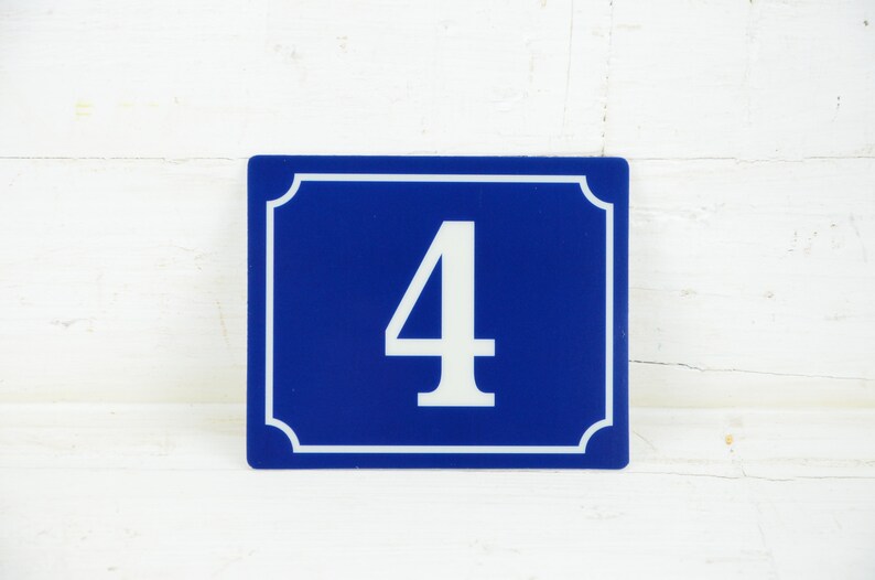 Vintage French Blue House Number - Door Number 4 - Self- Adhesive ...