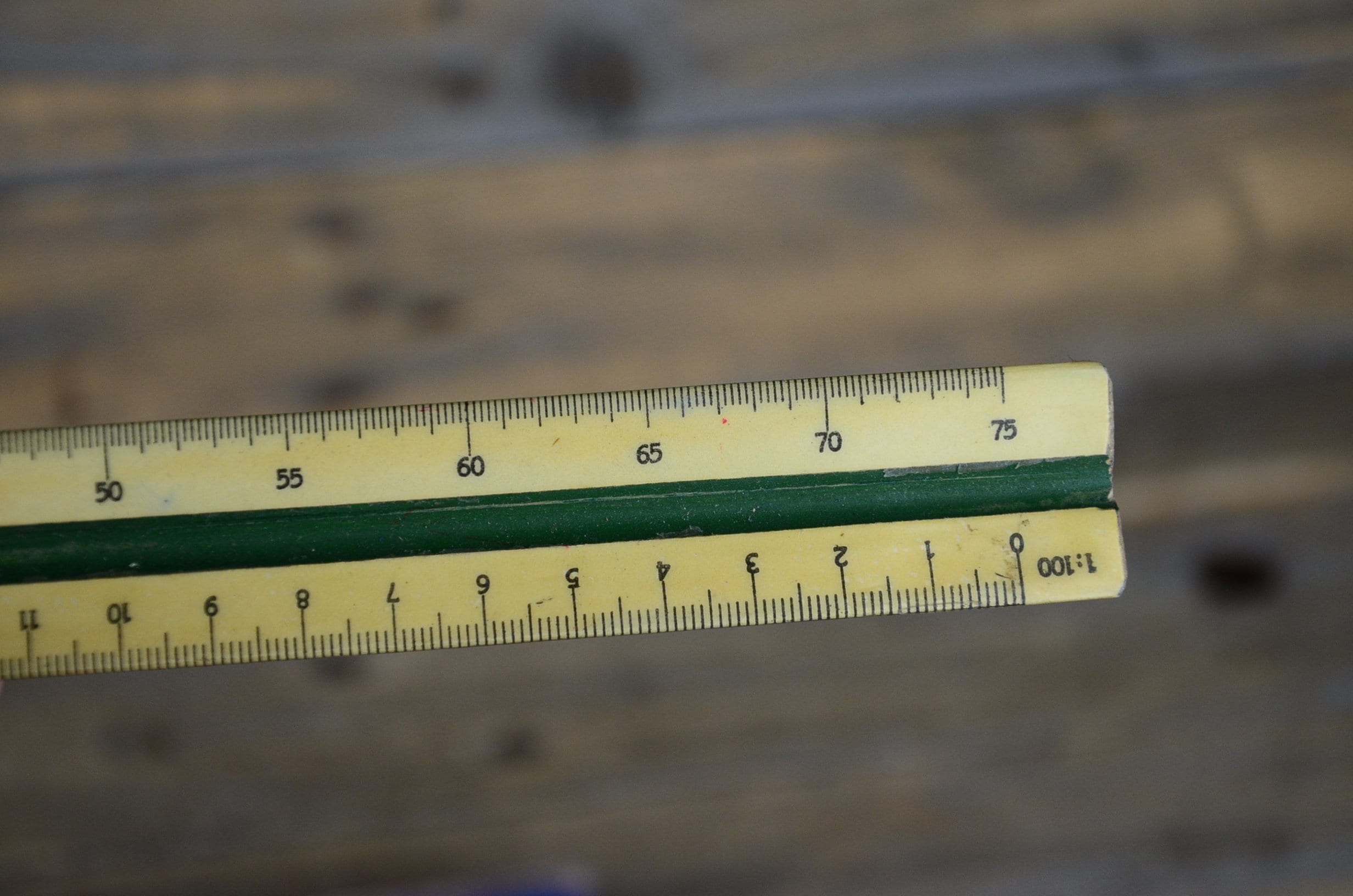 Vintage Wooden Scale Line Triangular Ruler Map Calculator Measuring ...