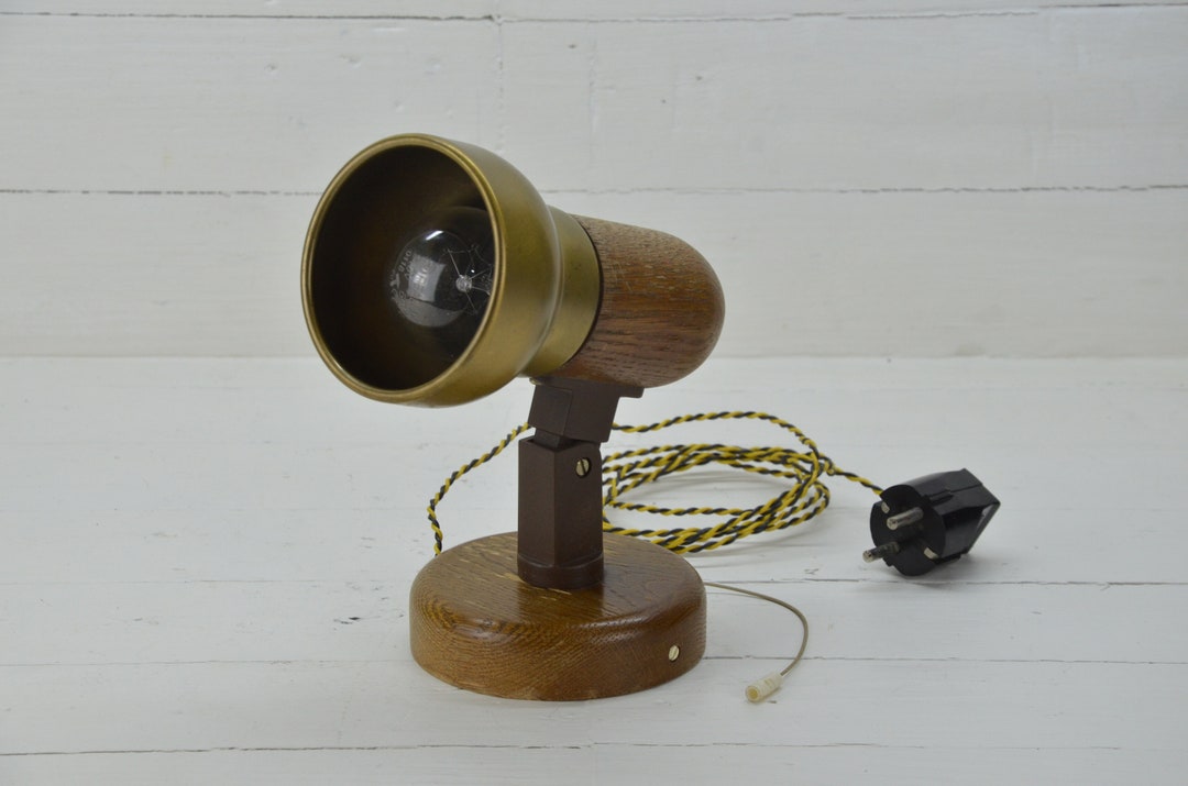 Wooden Germany Lamp - Vintage Night Lamp - Brown Wooden Lamp - Reading ...