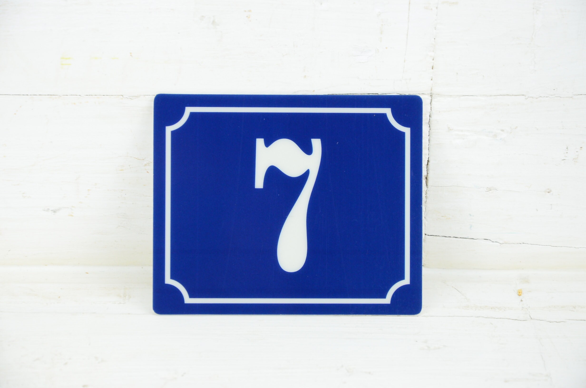 Vintage French Blue House Number - Door Number 7 - Self- Adhesive ...