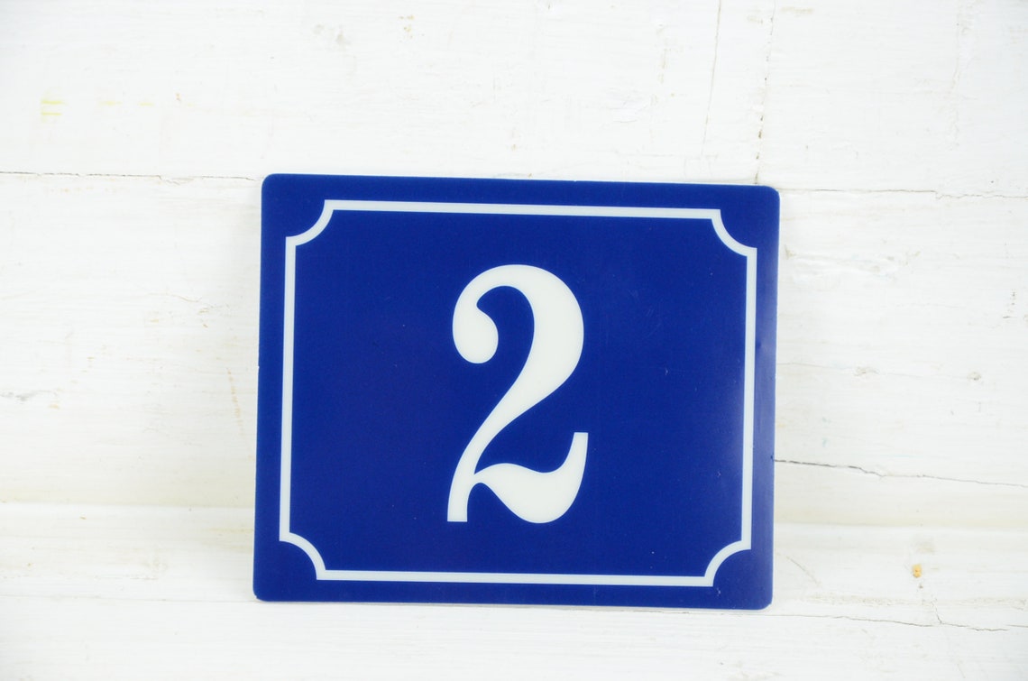 Vintage French Blue House Number Door Number 2 Self Adhesive Number 2 ...