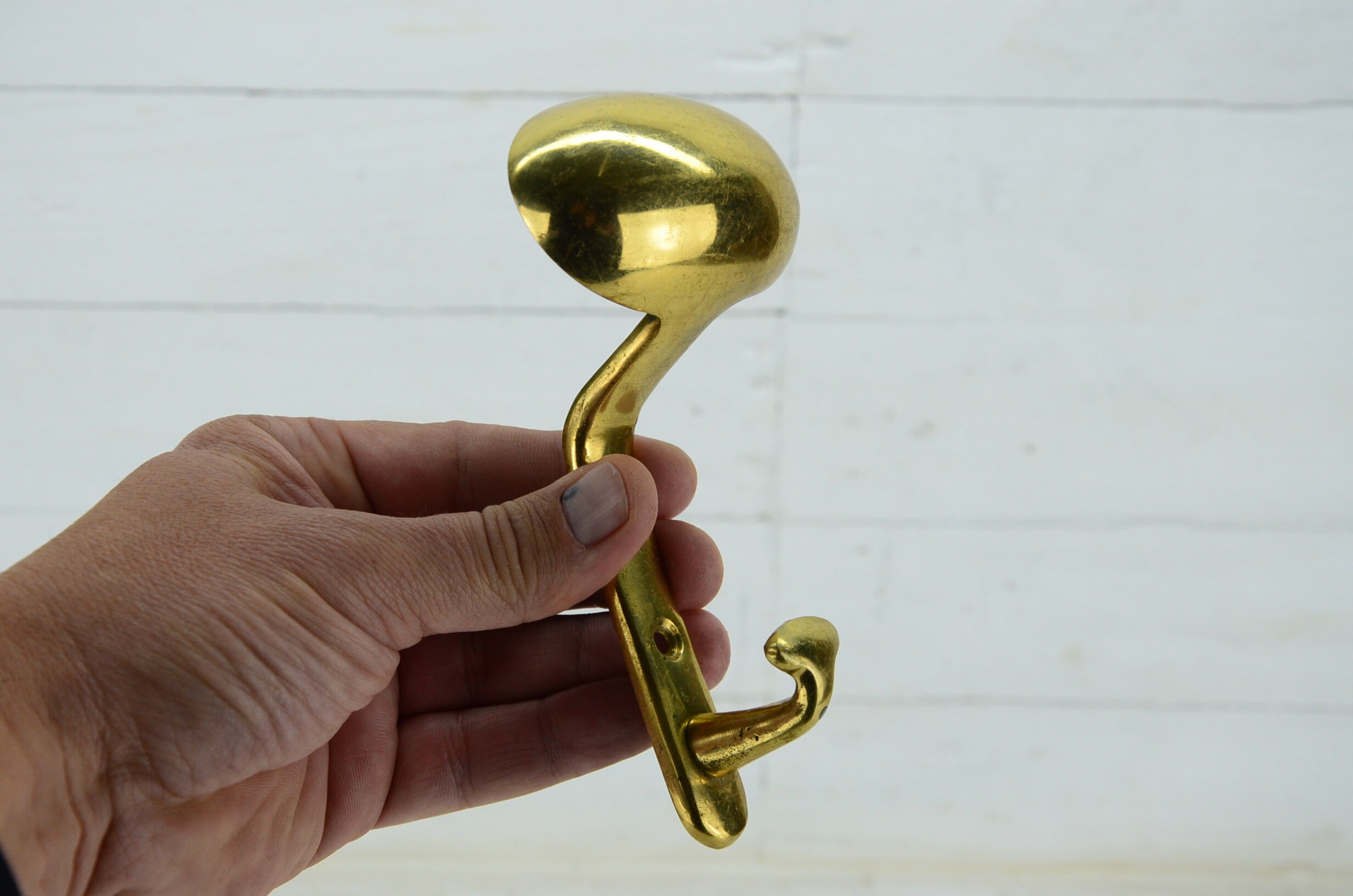 Wall Brass Hangers - Set of 3x3 Brass Hangers - Wall Retro Hooks - Old ...