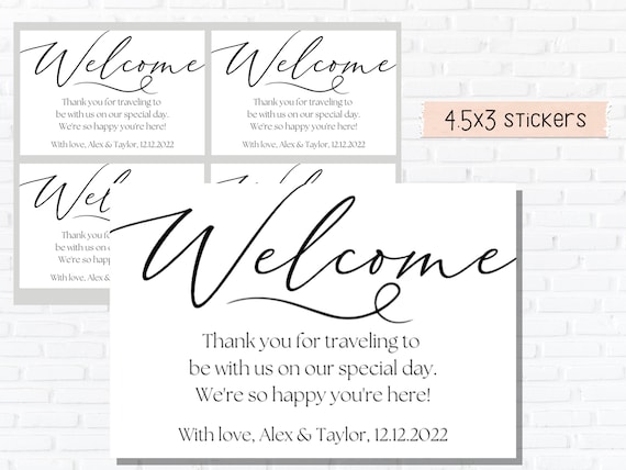 Welcome Traveling Guests Wedding Sticker Gift Bag Stickers - Etsy