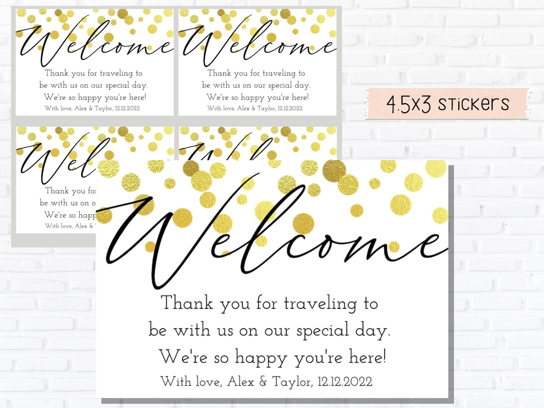 Welcome Traveling Guests Wedding Sticker | Gift Bag Stickers Only ...