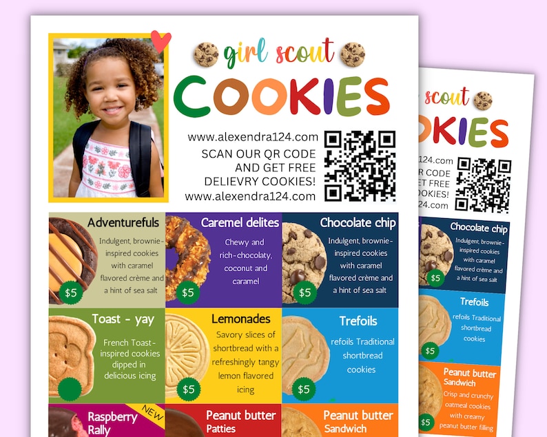 Girl Scout Cookie Menu Qr Code Girl Scout Cookie Desk Sign Etsy