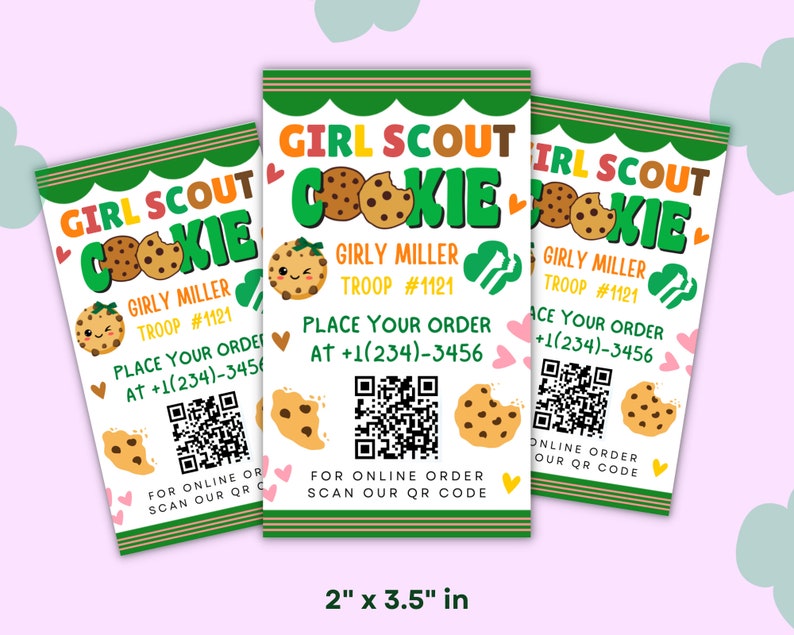 Girl Scout Cookie Sales Business Card Editable Photo and - Etsy