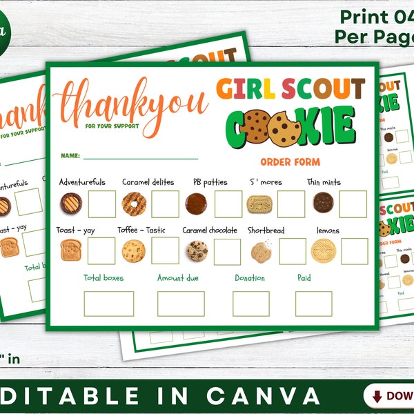 Girl Scout Cookie Order Form - Etsy