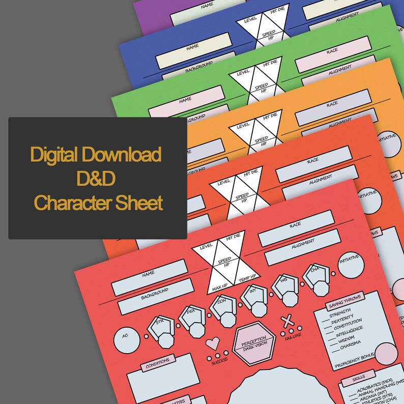 Dnd 5e Character Sheet PDF / Dungeons and Dragons 5th Edition / - Etsy
