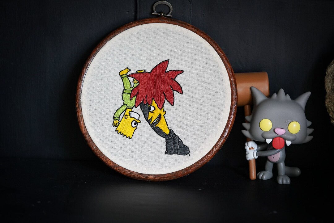 Bart Simpson and Sideshow Bob Hello Bart Hand Embroidered Scene From ...