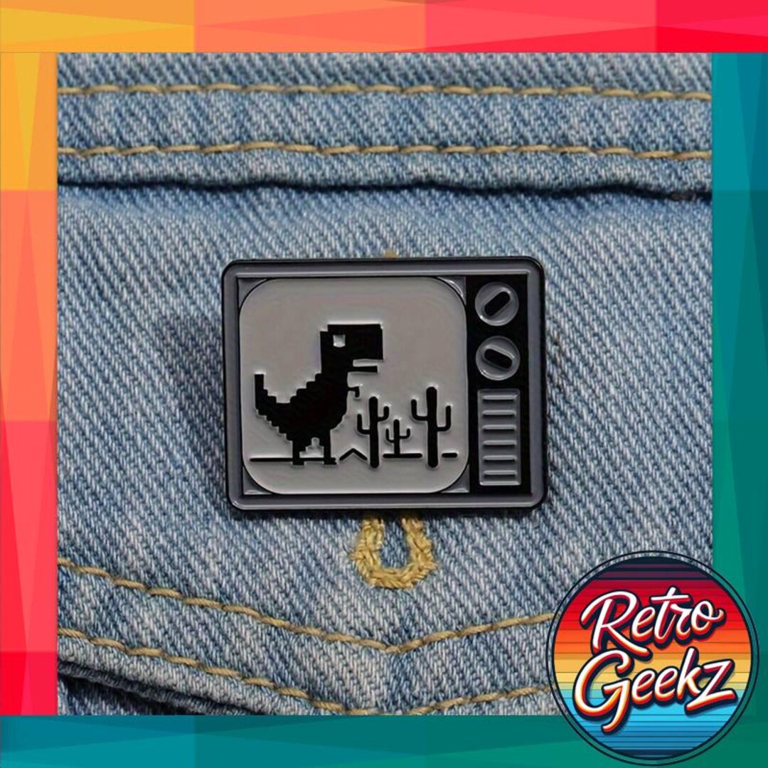 No Internet Dino Retro Game Enamel Pin: Gamer Collectible, Vintage ...