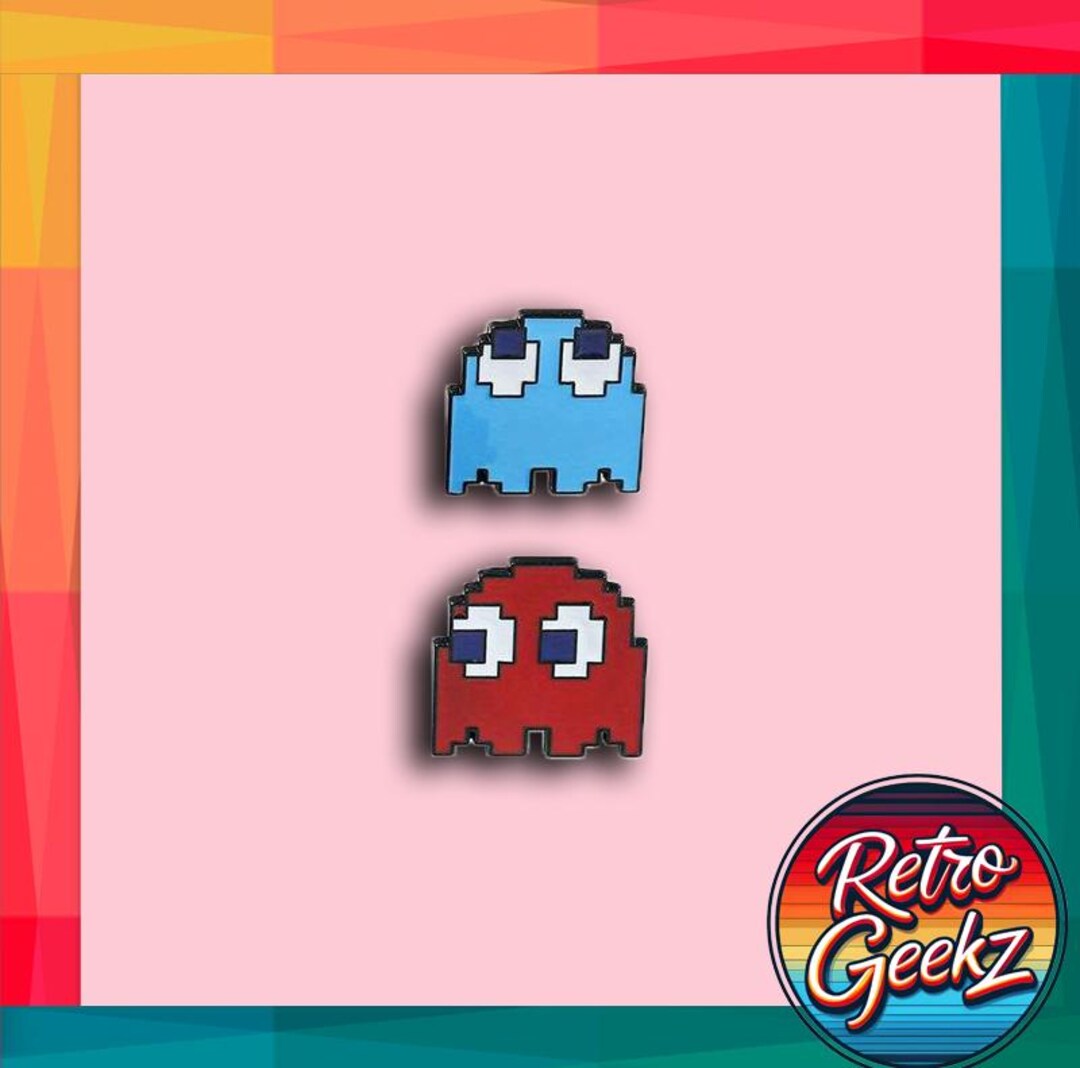 Blinky & Inky Pacman Retro Game Enamel Pin: Gamer Collectible, Vintage ...