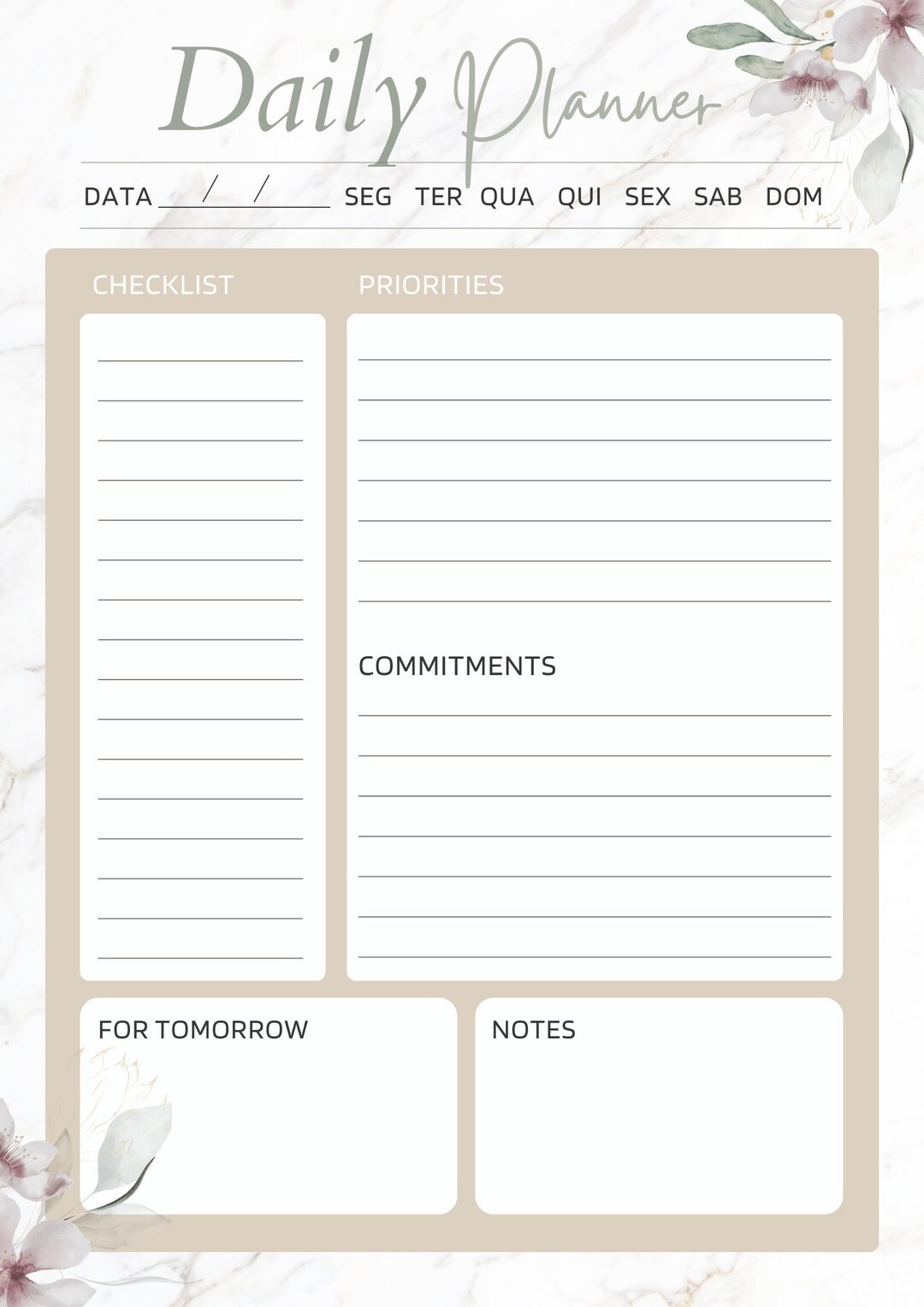 Daily to Do List Printable, Instant Download, Minimal Planner ...