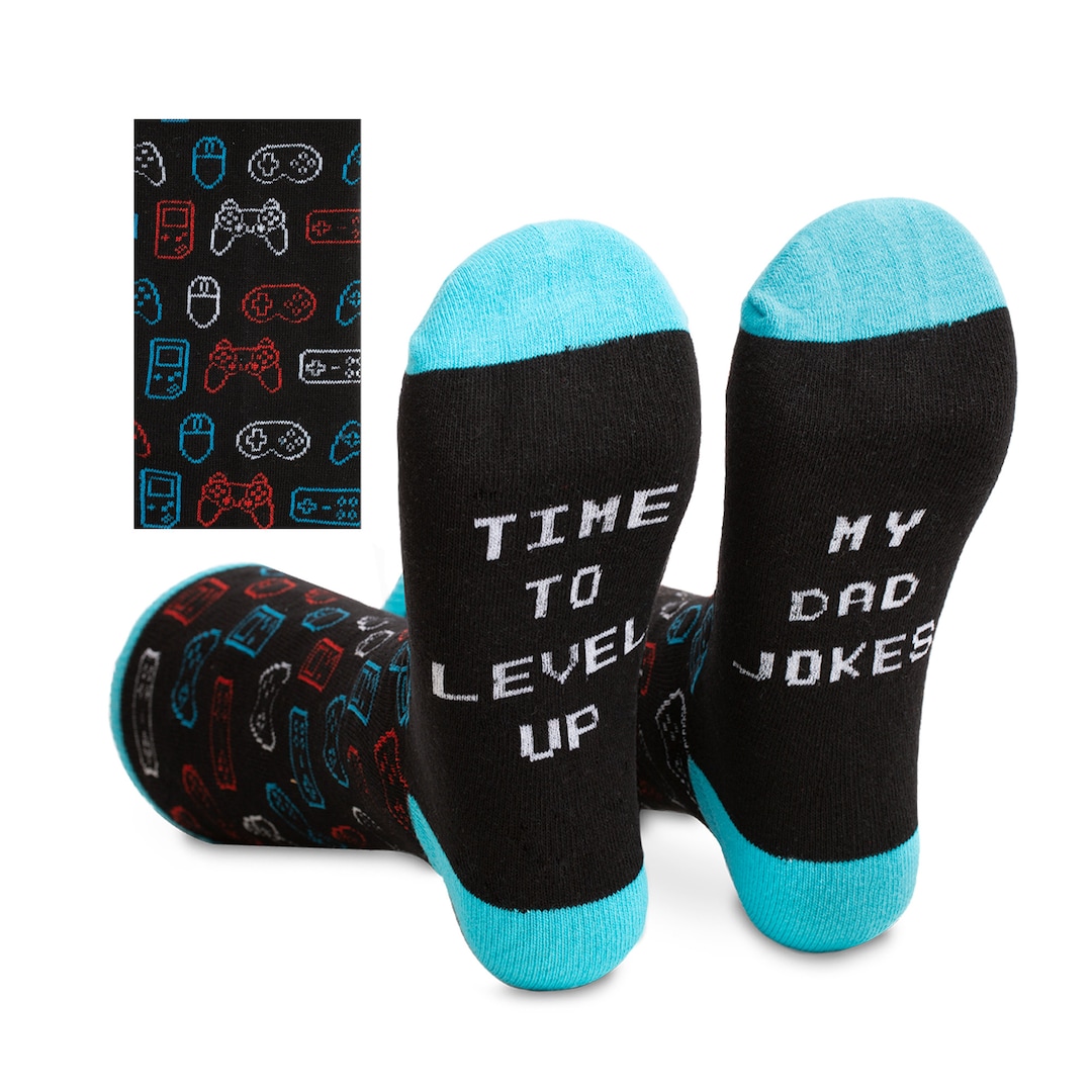 Gamer Dad Joke Socks Level up Dress Socks With Joke, One Pair of Funny ...
