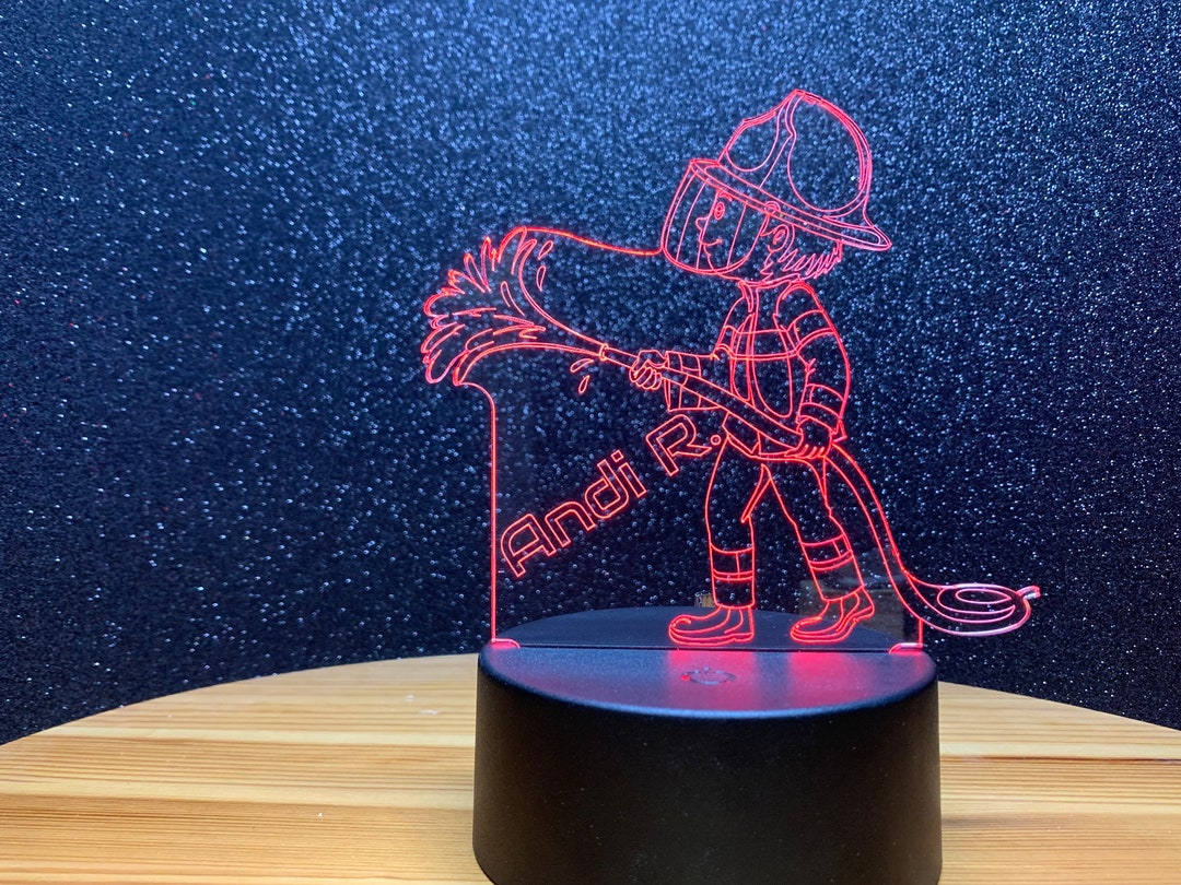 Fireman Night Light Personalized With Your Desired Name Including ...