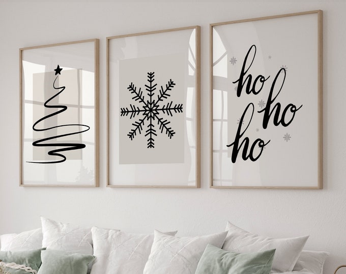 Set of 3 Christmas Wall Art, Christmas Printable Wall Art, Christmas ...