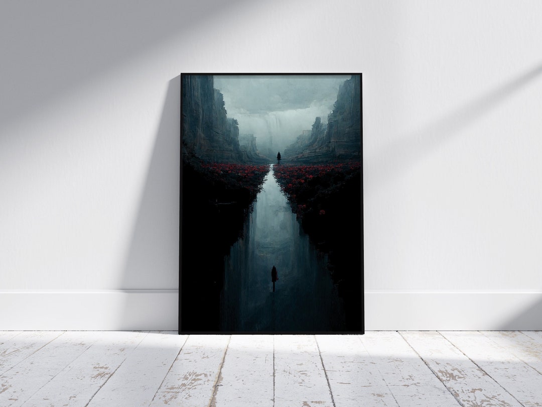 Human in Flowers Field Art Print, Human Walking in Red Roses Art Print ...