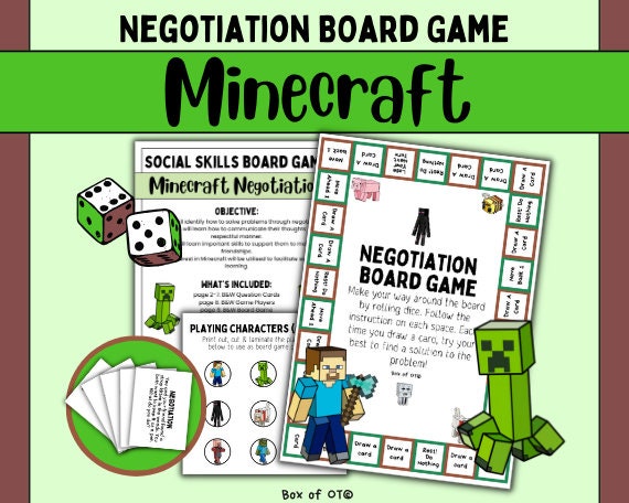 Negotiation Board Game MINECRAFT Theme: Social Skills & Problem Solving ...