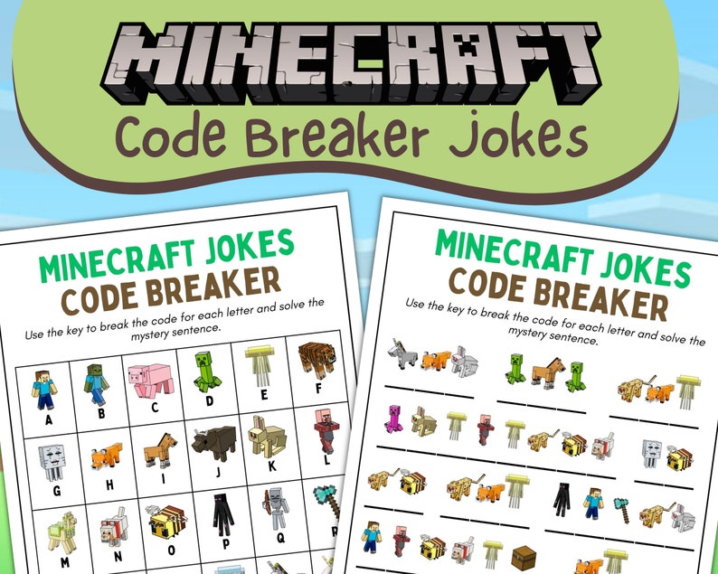 Code Breaker Jokes MINECRAFT Themed Activity | Executive Function ...