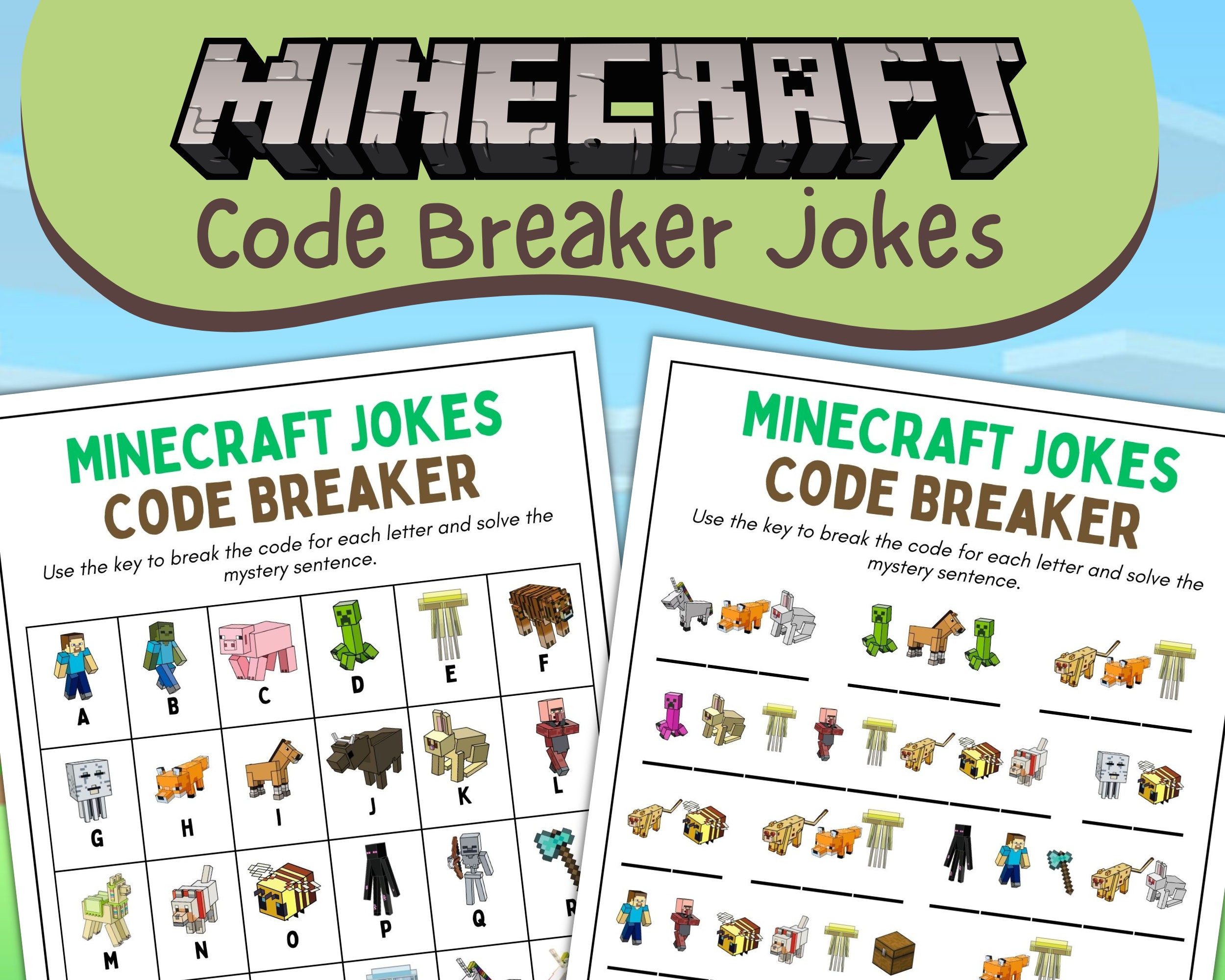 Minecraft Inspired Code Breaker Jokes Activity | Problem Solving (PDF ...