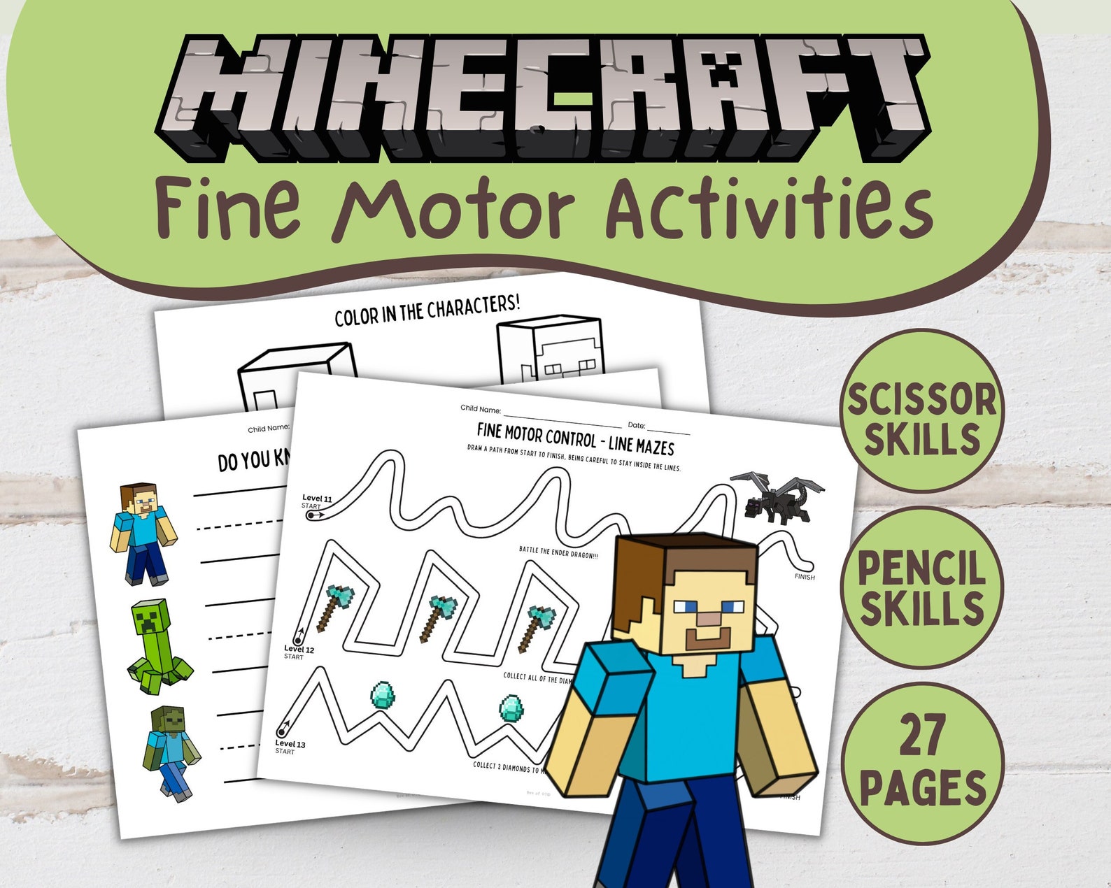 Fine Motor Activity Book MINECRAFT THEME | Develop Pencil Control ...