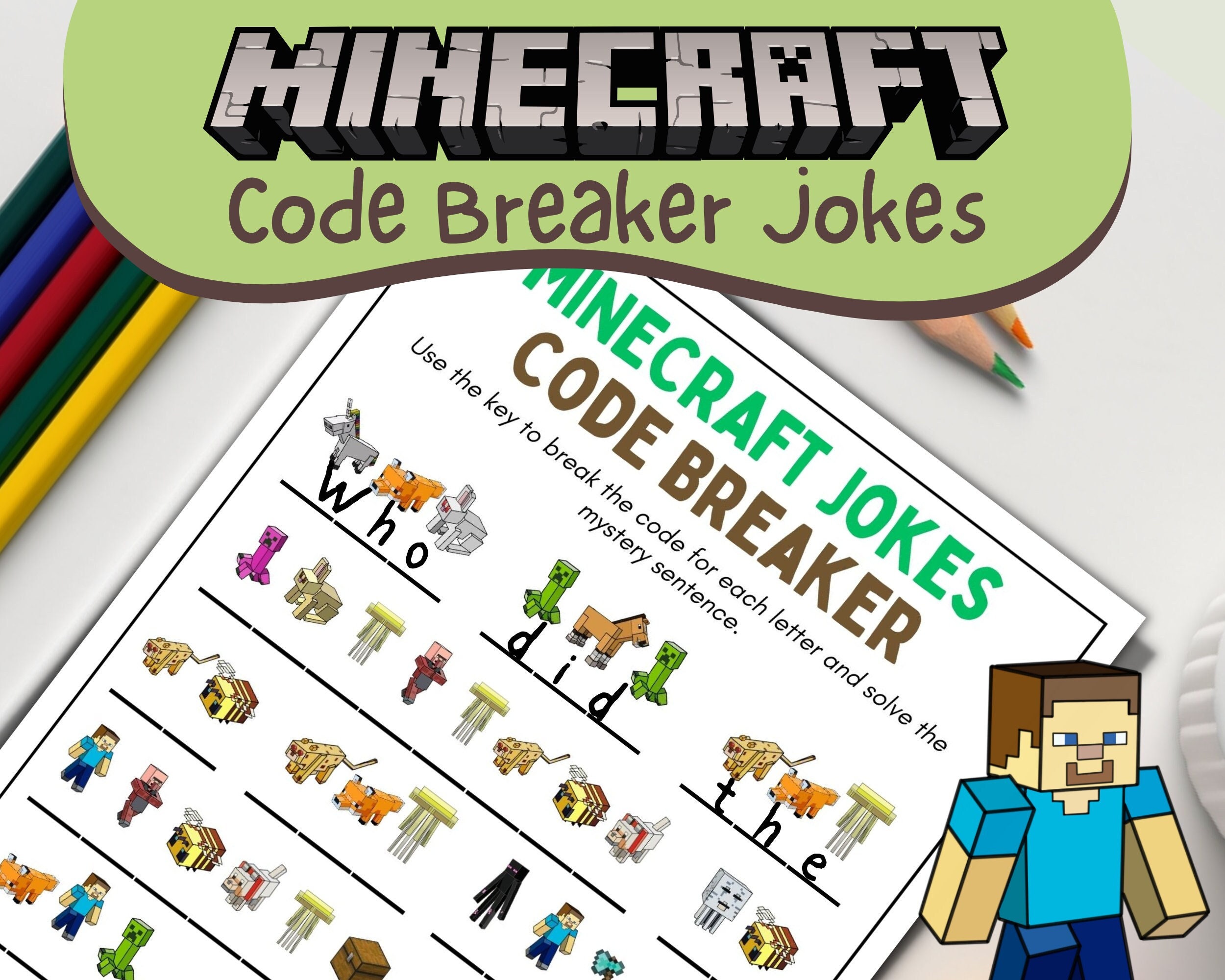 Code Breaker Jokes MINECRAFT Themed Activity | Executive Function ...