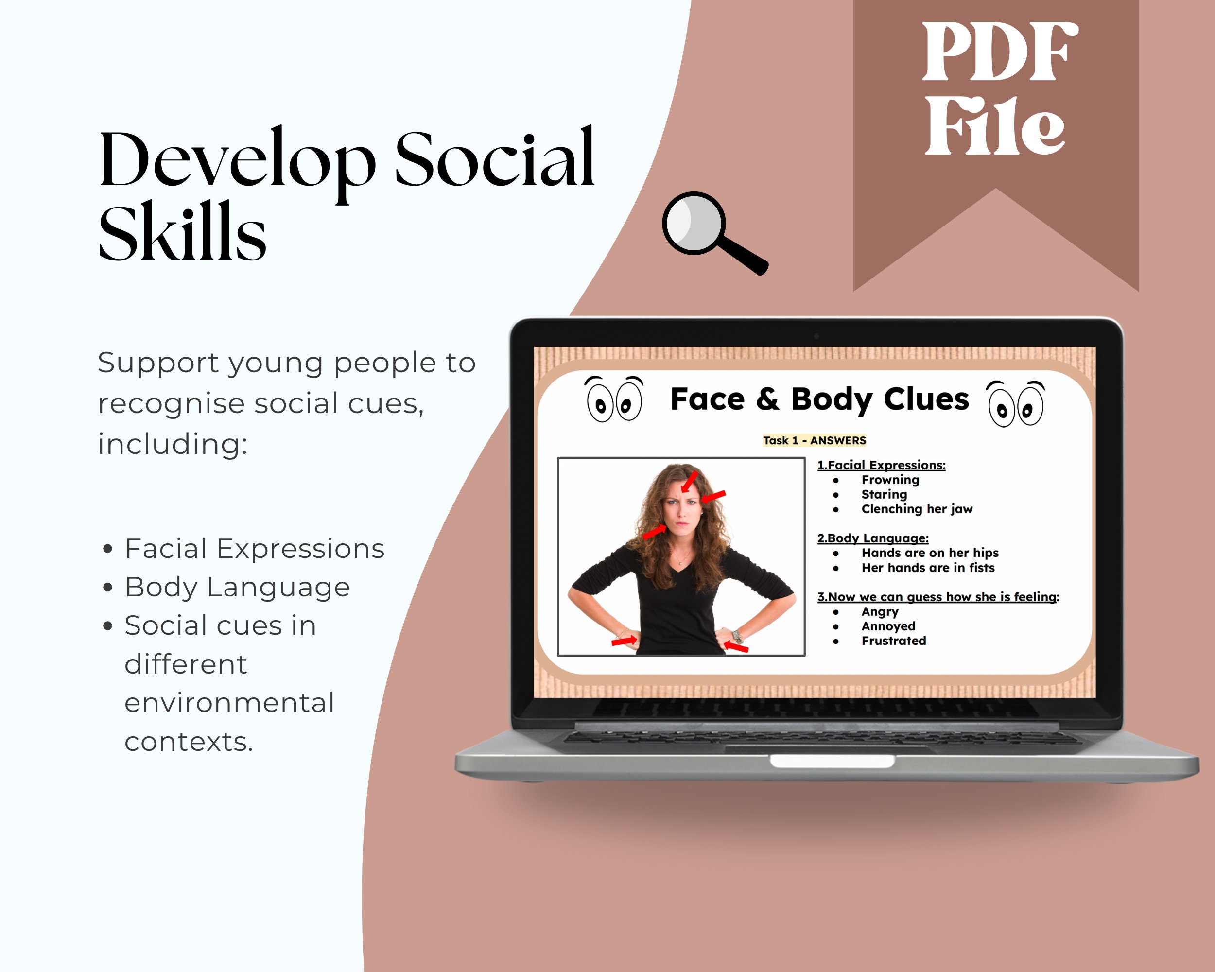 Social Skill Detective Activity, Learn Facial Expressions, Body ...