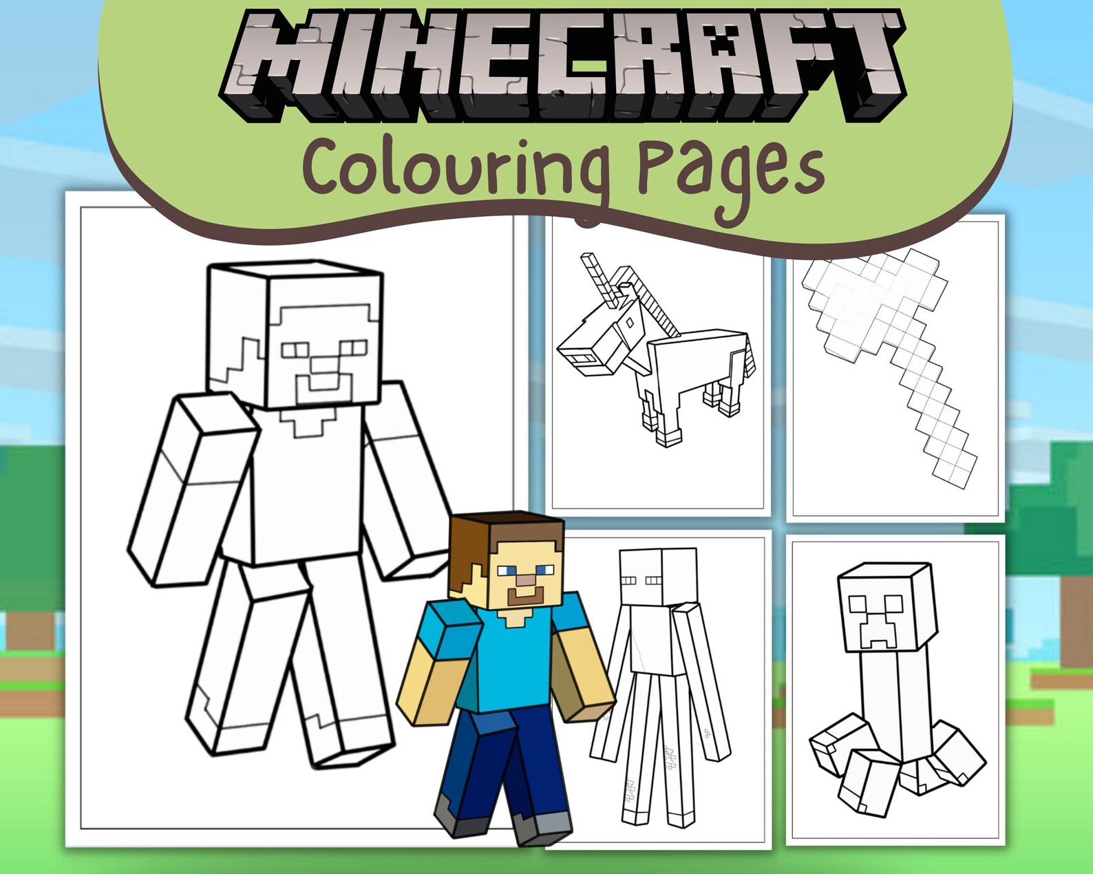 Printable Minecraft Inspired Coloring Pages, Kids Activity (PDF ...
