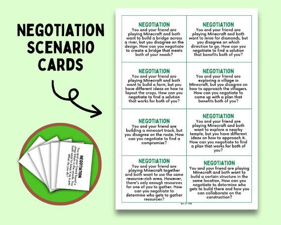 Negotiation Board Game MINECRAFT Theme: Social Skills & Problem Solving ...