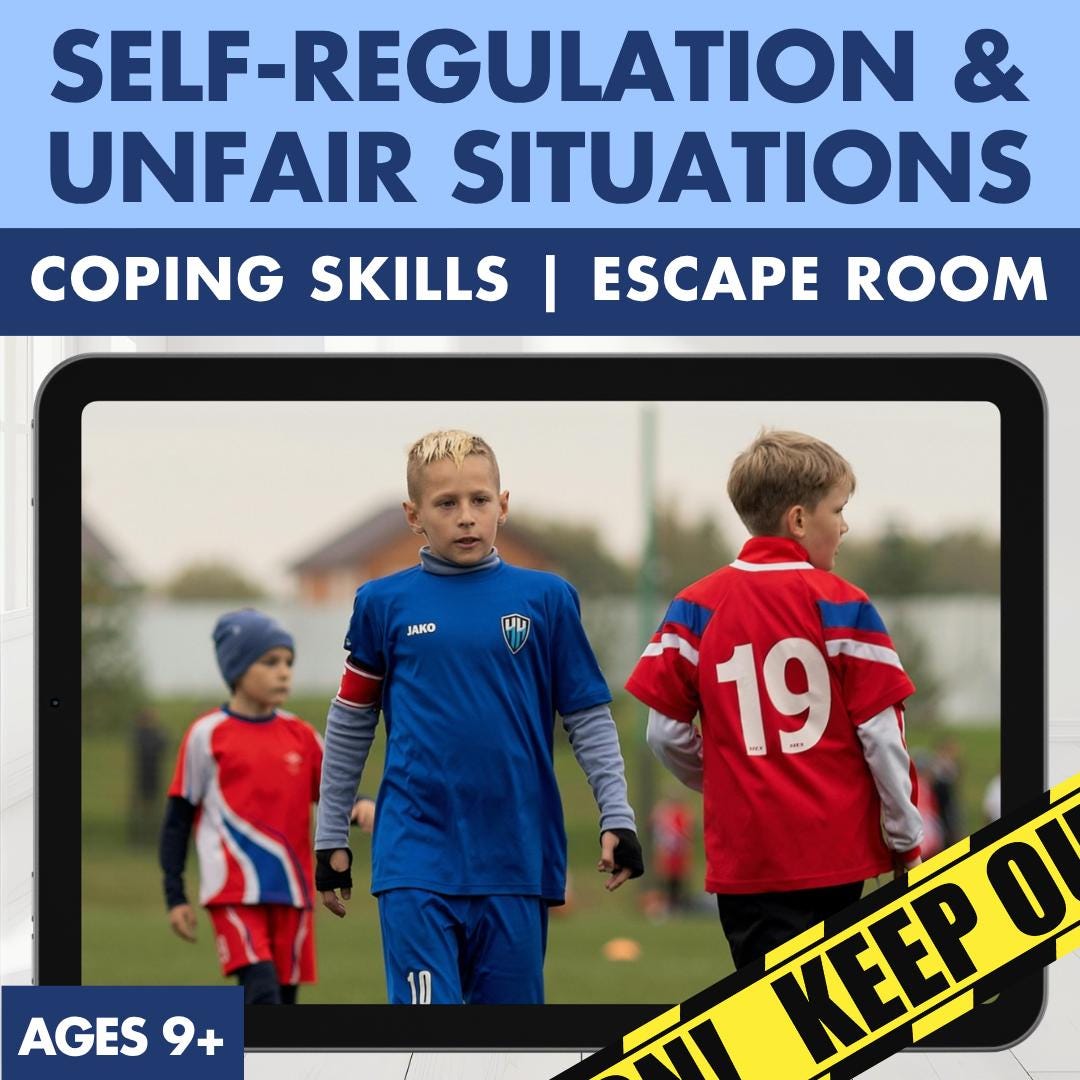 Self Regulation & Unfair Situations Coping Skills Activity| SEL Escape ...