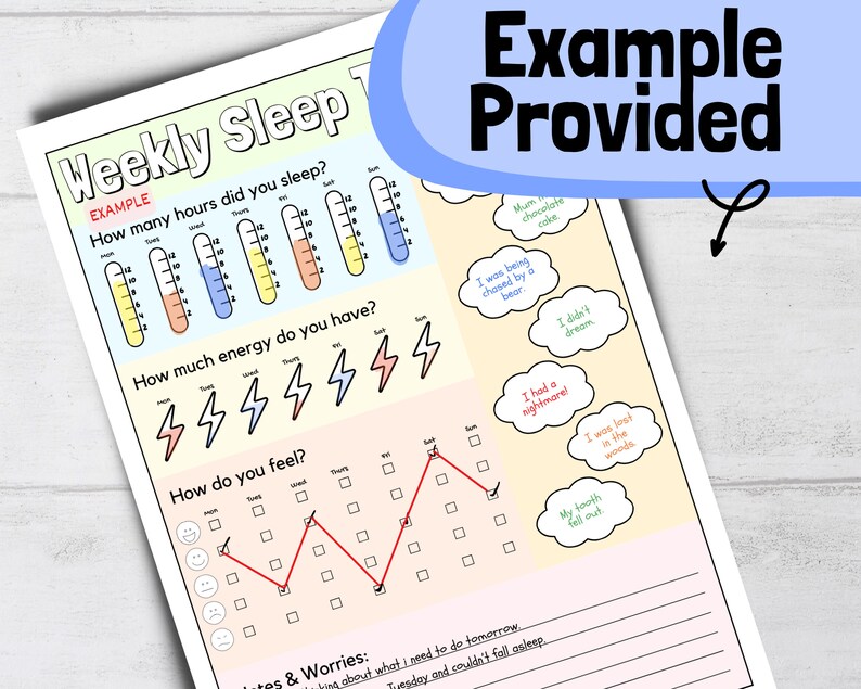 Teen Sleep Tracker Journal, Mood and Energy, ASD and ADHD (instant ...