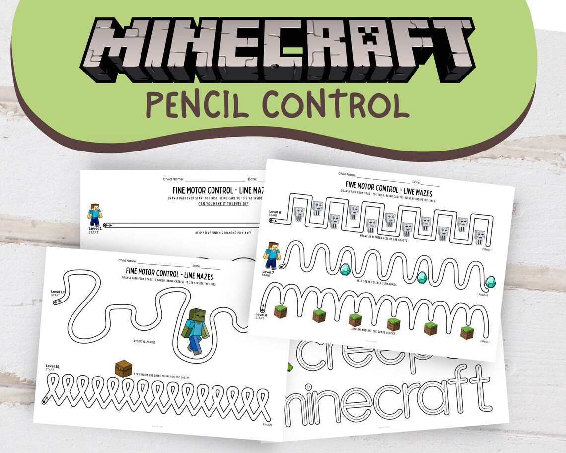 Minecraft Inspired Fine Motor Skills Activity Book | Pencil Control ...