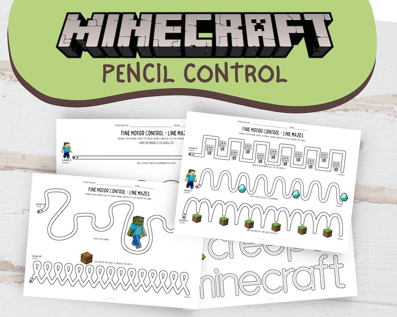Fine Motor Activity Book MINECRAFT THEME | Develop Pencil Control ...