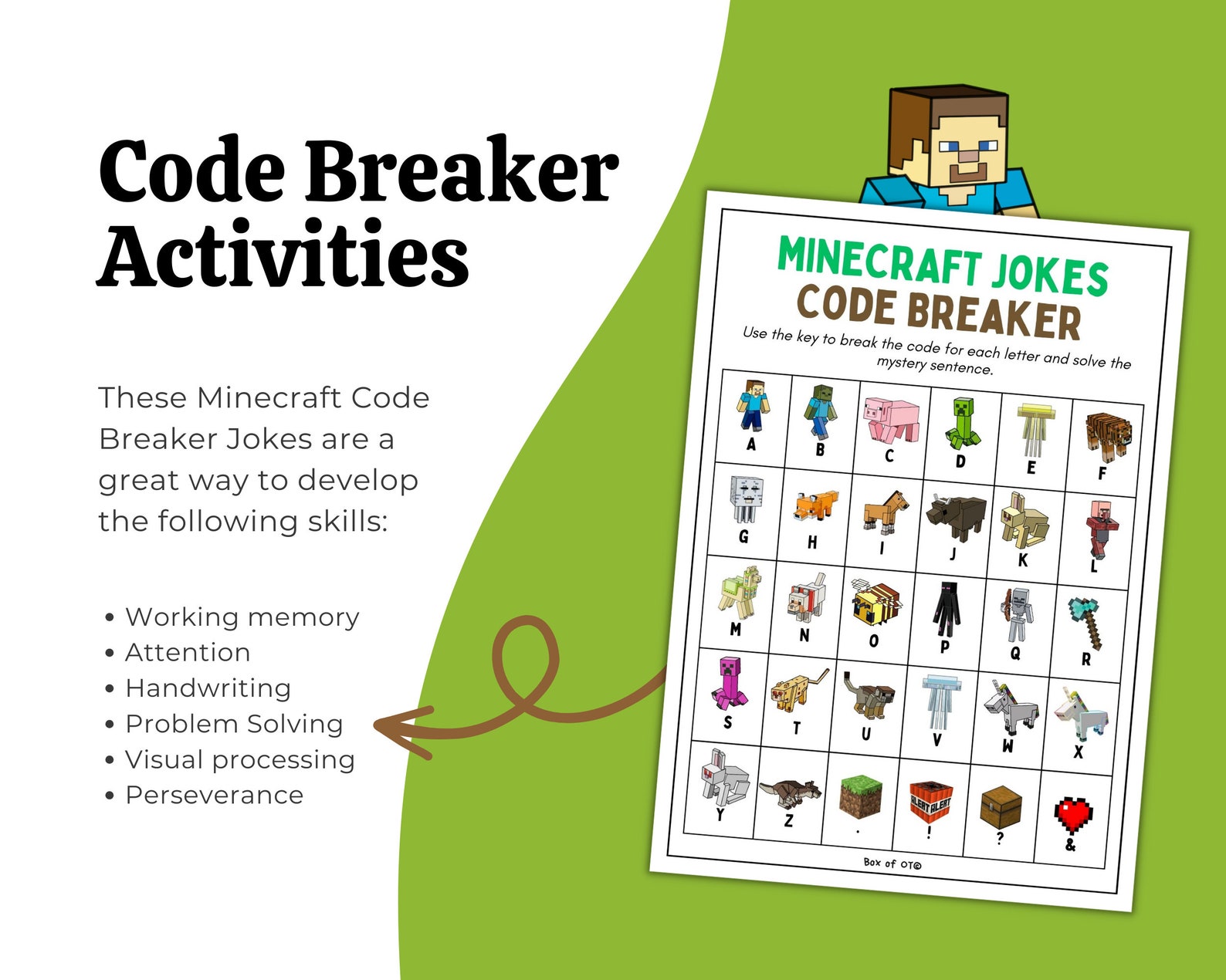 Code Breaker Jokes MINECRAFT Themed Activity | Executive Function ...