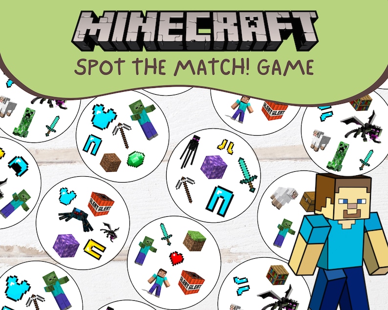 Spot It! Minecraft Printable Game | Educational Minecraft Activity, PDF ...
