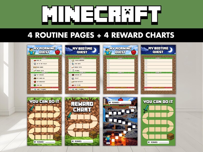 Minecraft Inspired Daily Routine Visual Schedules for ASD and ADHD ...