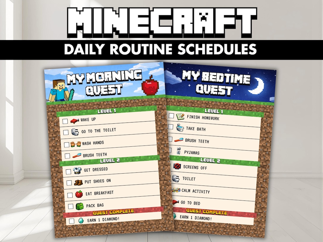 Minecraft Inspired Daily Routine Visual Schedules for ASD and ADHD ...