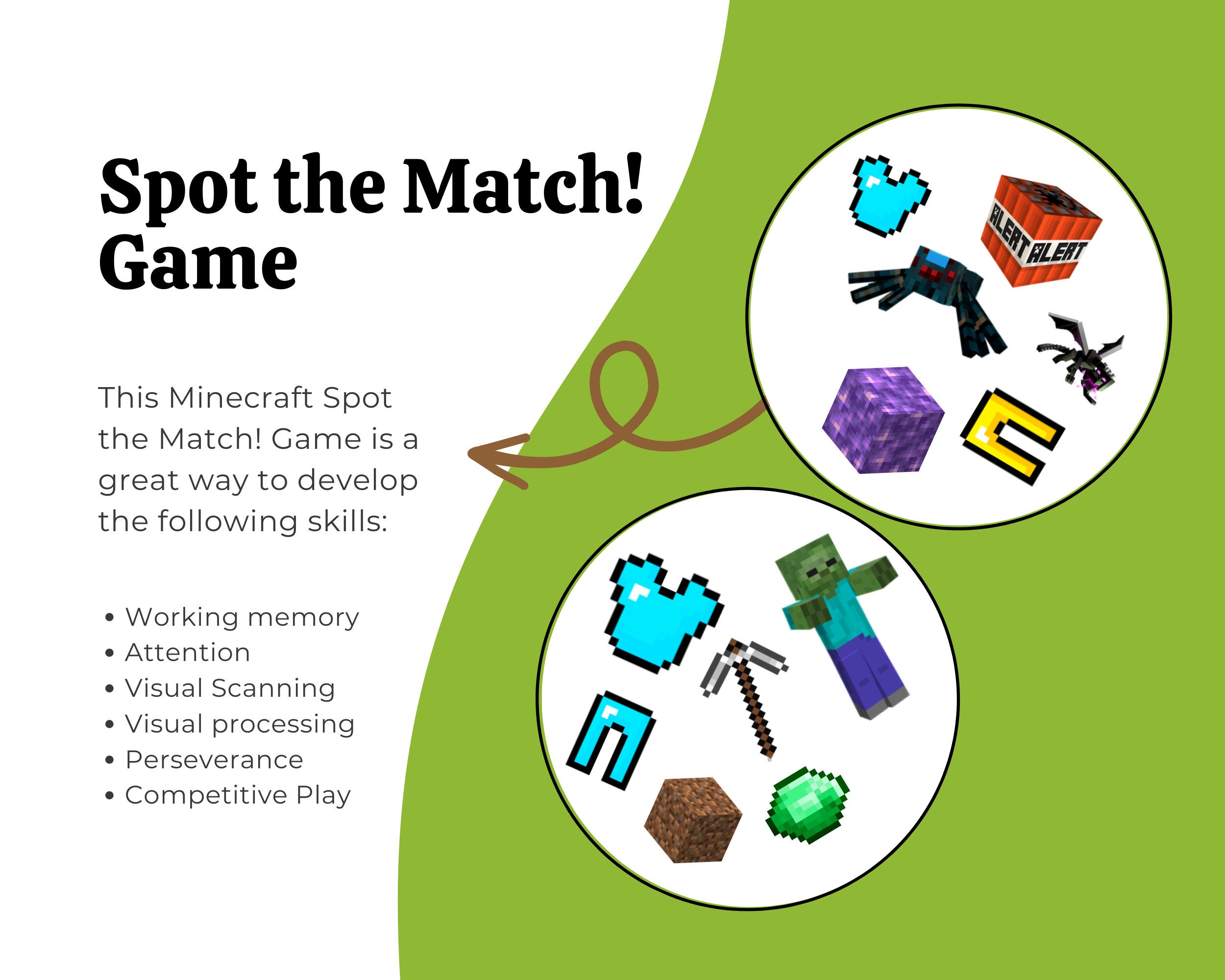 Spot It! Minecraft Printable Game | Educational Minecraft Activity, PDF ...