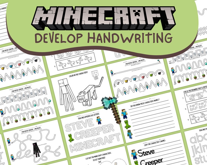 Fine Motor Activity Book MINECRAFT THEME | Develop Pencil Control ...
