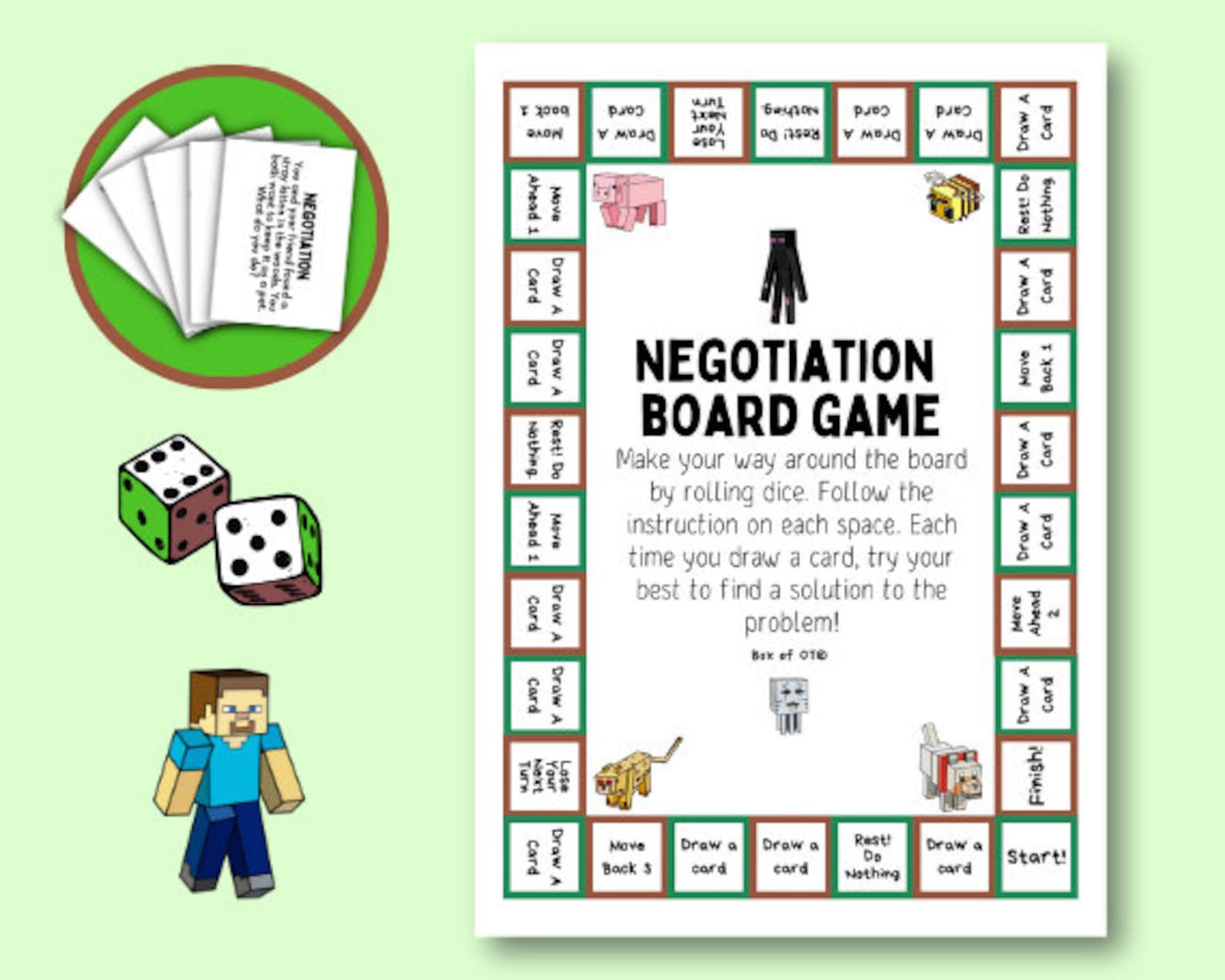 Negotiation Board Game MINECRAFT Theme: Social Skills & Problem Solving ...