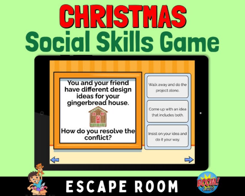 Christmas Social Skills Escape Room Game: Conflict Resolution Boom ...