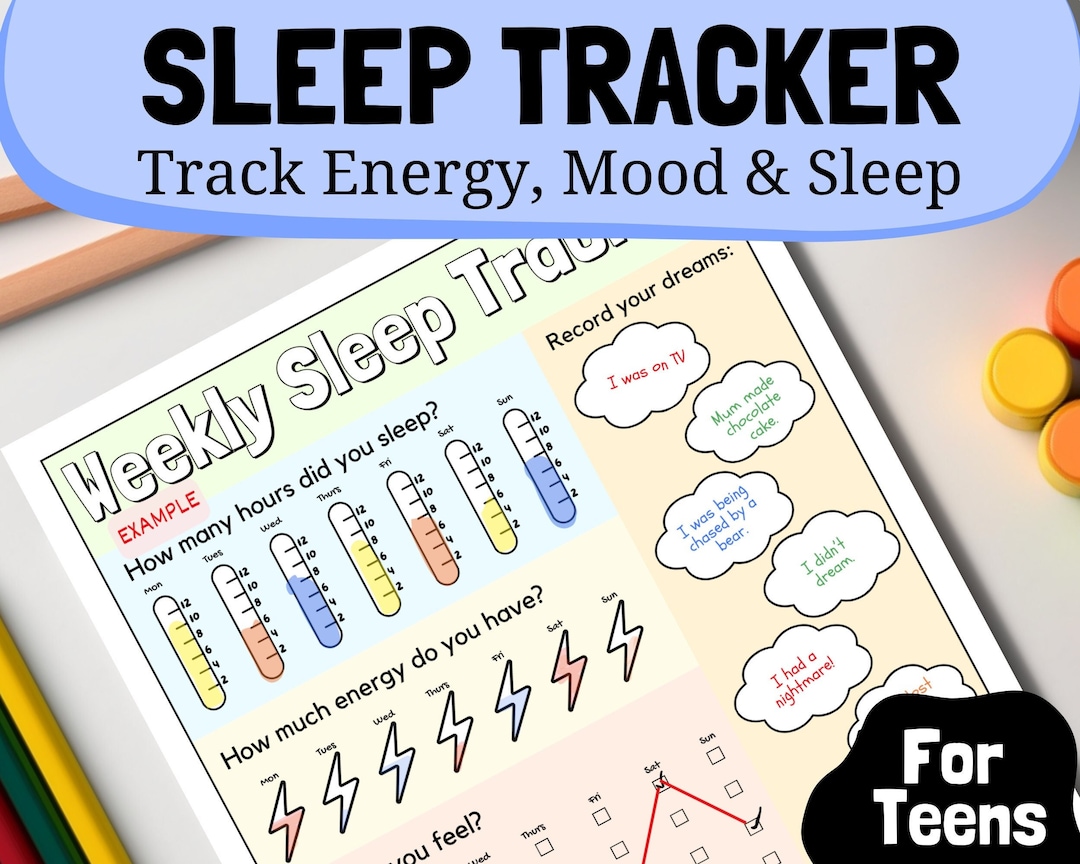 Teen Sleep Tracker Journal, Mood and Energy, ASD and ADHD (instant ...