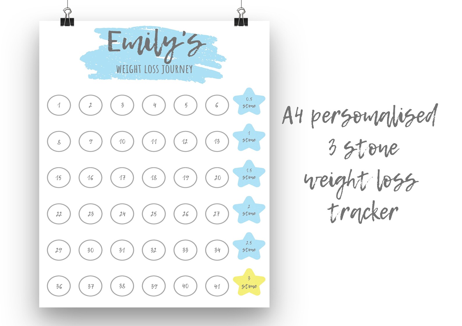 A4 Printable Weight Loss Chart 3 Stone Weight Loss Tracker - Etsy