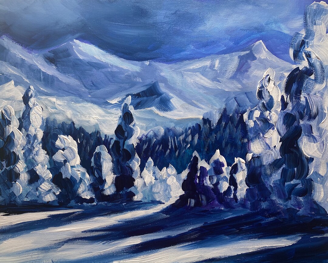 Whitefish Snow Ghosts Painting: Original Acrylic Landscape (14x11) - Etsy