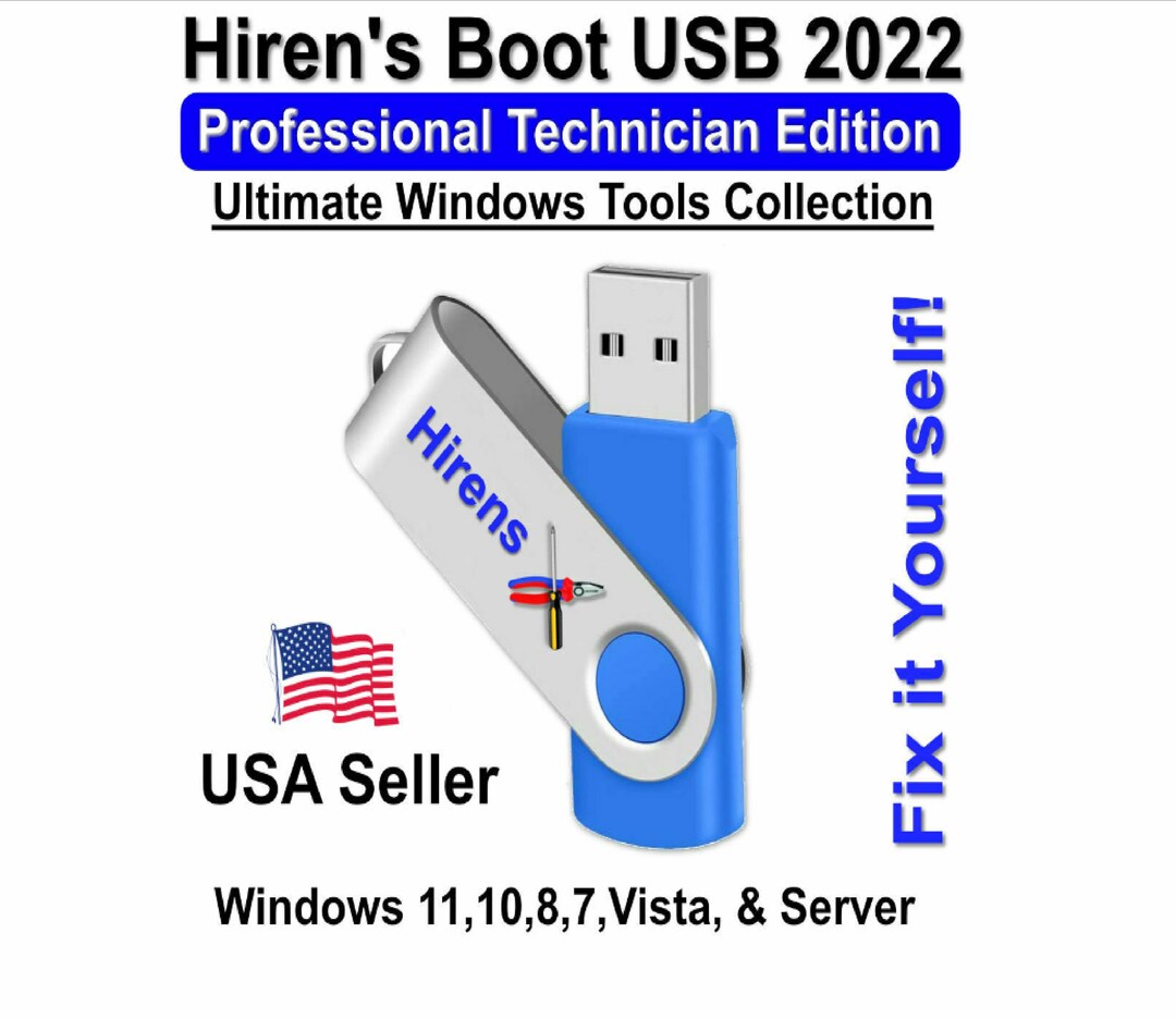 Hiren's Boot Utilities USB With Windows Drive Eraser, Password Reset ...